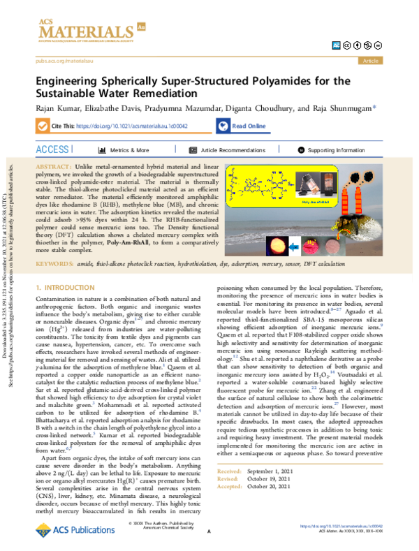 (PDF) Engineering Spherically Super-Structured Polyamides for the Sustainable Water Remediation