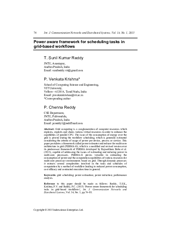 Pdf Power Aware Framework For Scheduling Tasks In Grid Based Workflows