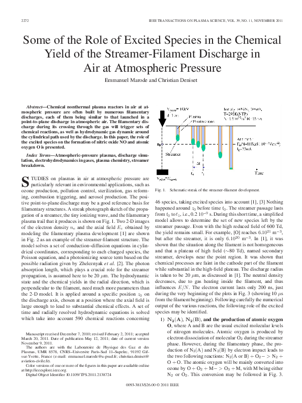 (PDF) Some of the Role of Excited Species in the Chemical Yield of the ...