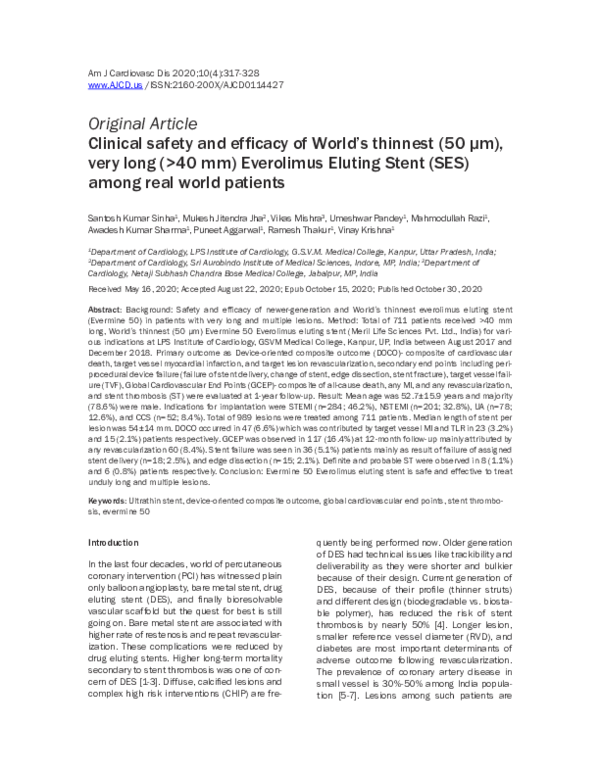 (PDF) Clinical safety and efficacy of World's thinnest (50 μm), very ...