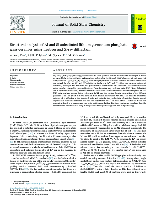 (PDF) Structural analysis of Al and Si substituted lithium germanium ...