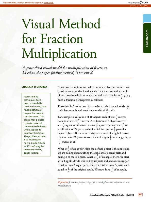 (PDF) Visual method for fraction multiplication