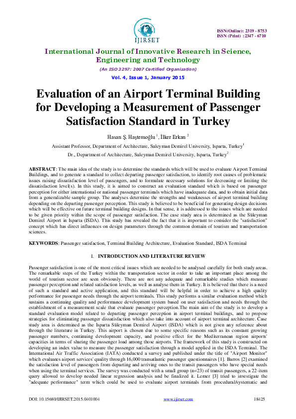 (PDF) Evaluation of an Airport Terminal Building for Developing a ...