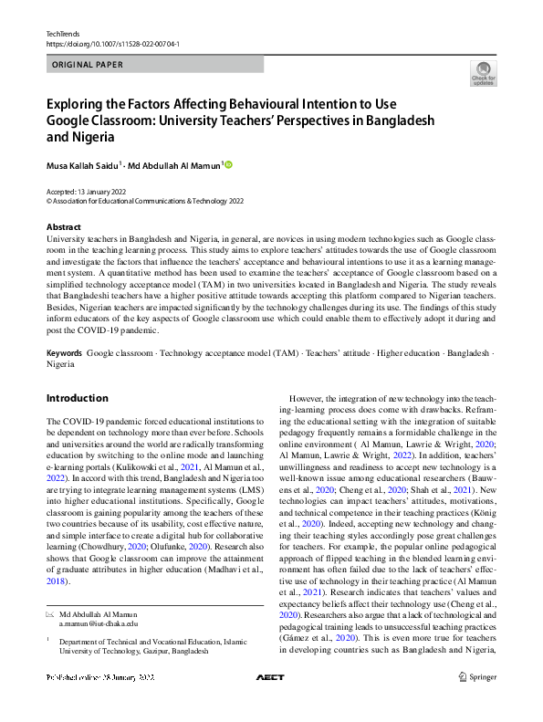 Pdf Exploring The Factors Affecting Behavioural Intention To Use
