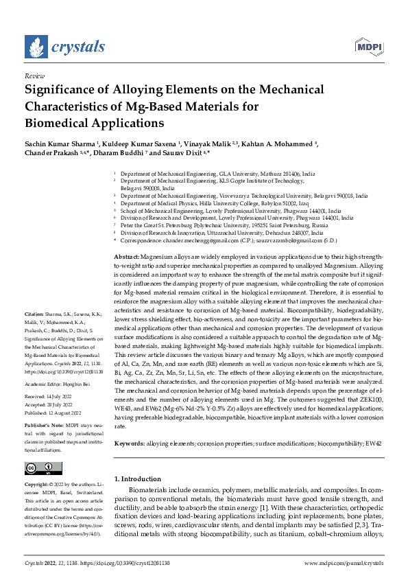 (PDF) Significance of Alloying Elements on the Mechanical ...