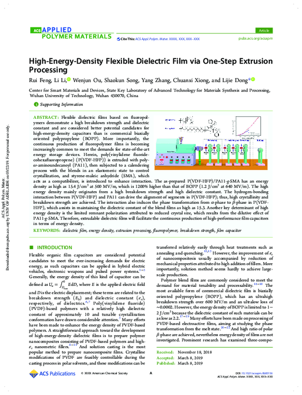 (PDF) High-Energy-Density Flexible Dielectric Film via One-Step Extrusion Processing | Wenjun Ou ...