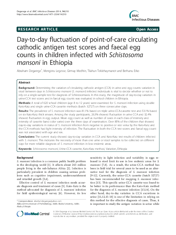 (PDF) Day-to-day fluctuation of point-of-care circulating cathodic ...
