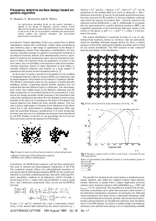 (PDF) Frequency selective surface design based on genetic algorithm