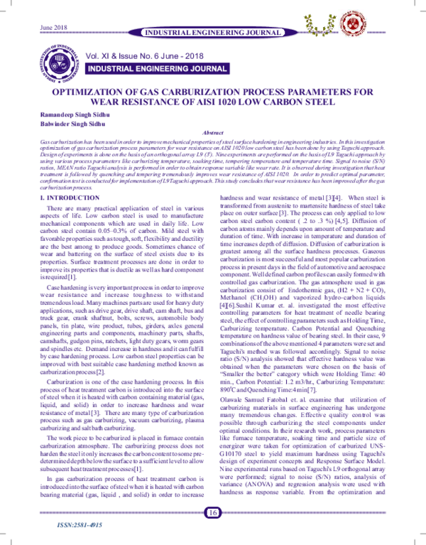 (PDF) Optimization of Gas Carburization Process Parameters for Wear ...