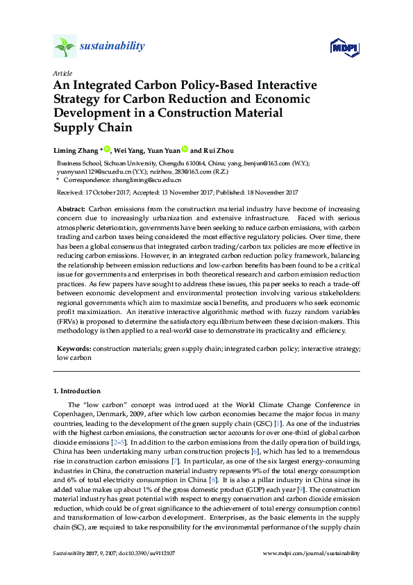 (PDF) An Integrated Carbon Policy-Based Interactive Strategy for Carbon ...
