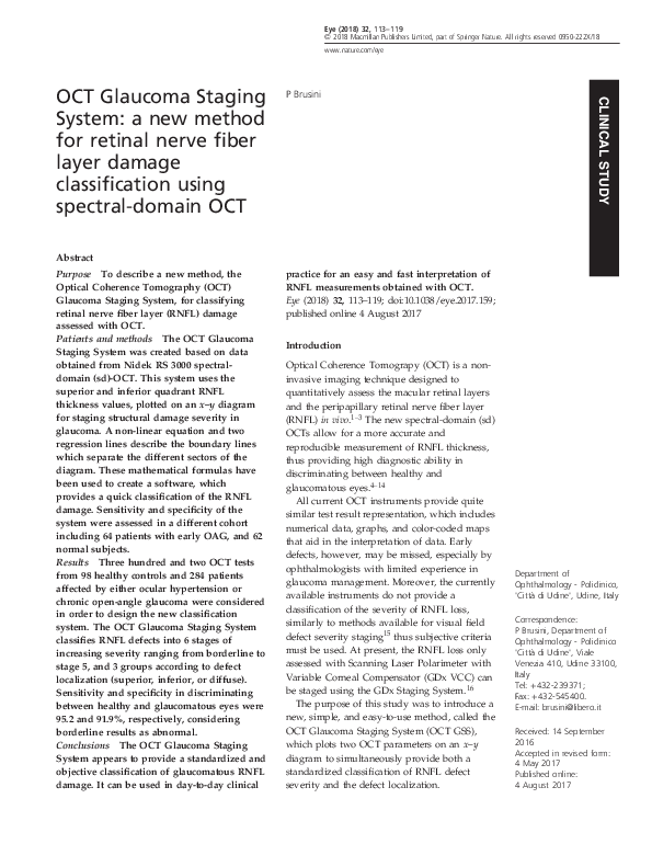 (PDF) OCT Glaucoma Staging System: a new method for retinal nerve fiber layer damage ...
