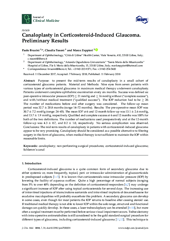 (PDF) Canaloplasty in Corticosteroid-Induced Glaucoma. Preliminary Results