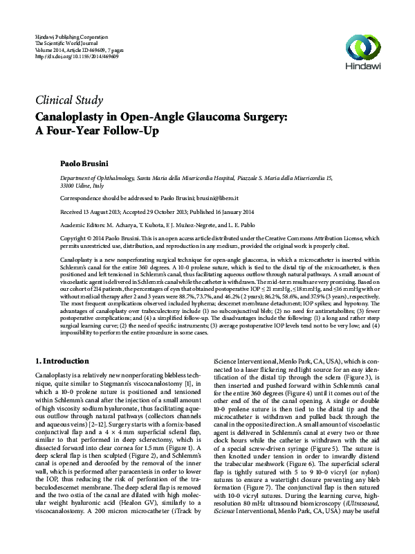 (PDF) Canaloplasty in open-angle glaucoma surgery: a four-year follow-up