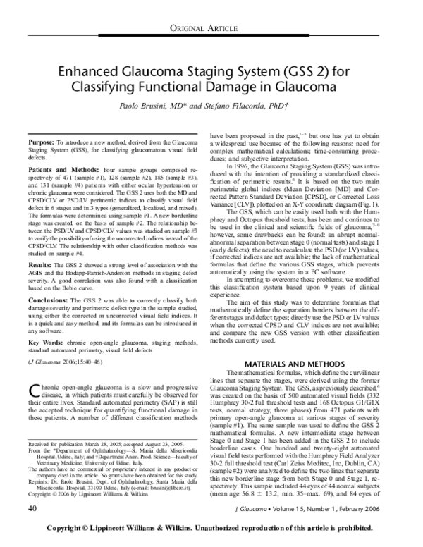 (PDF) Enhanced Glaucoma Staging System (GSS 2) for Classifying Functional Damage in Glaucoma