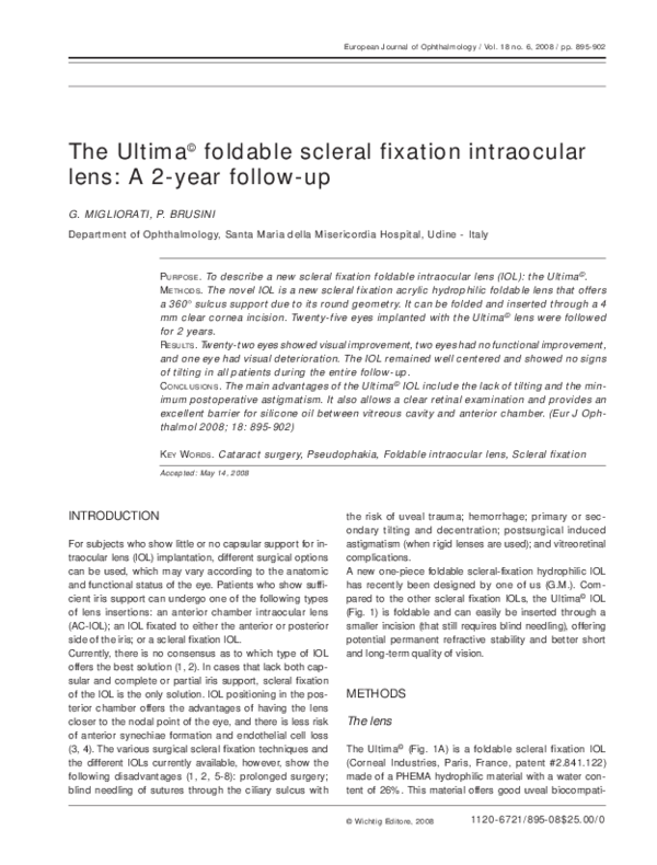 (PDF) The Ultima© Foldable Scleral Fixation Intraocular Lens: A 2-year ...