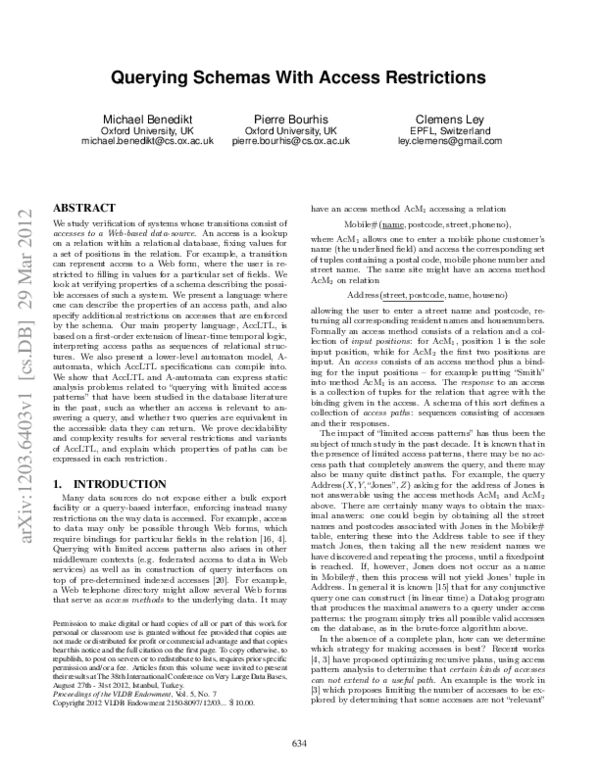 (PDF) Querying schemas with access restrictions