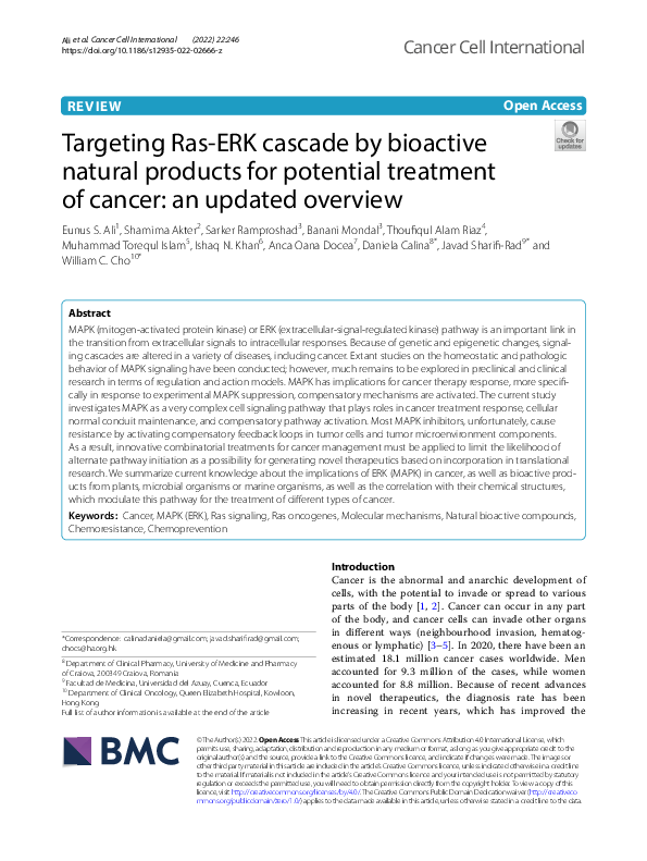 (PDF) Targeting Ras-ERK cascade by bioactive natural products for ...