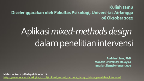 (PDF) Aplikasi mixed-methods design dalam penelitian intervensi