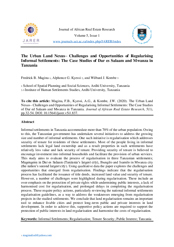 (PDF) The Urban Land Nexus– Challenges and Opportunities of ...