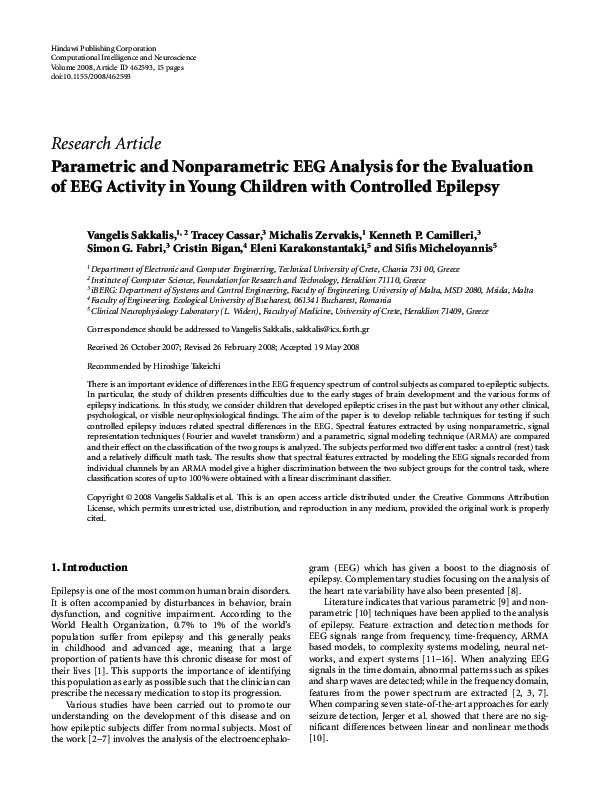(PDF) Parametric and Nonparametric EEG Analysis for the Evaluation of EEG Activity in Young ...