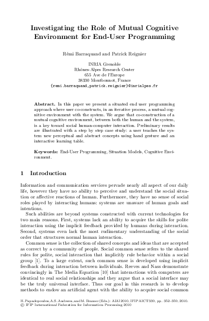 (PDF) Investigating the Role of Mutual Cognitive Environment for End-User Programming | Patrick ...