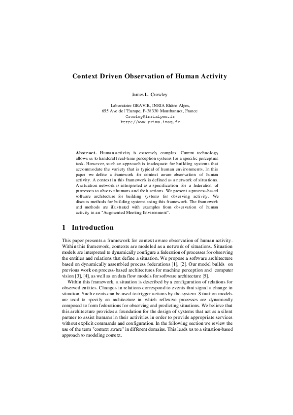 (PDF) Context Driven Observation of Human Activity