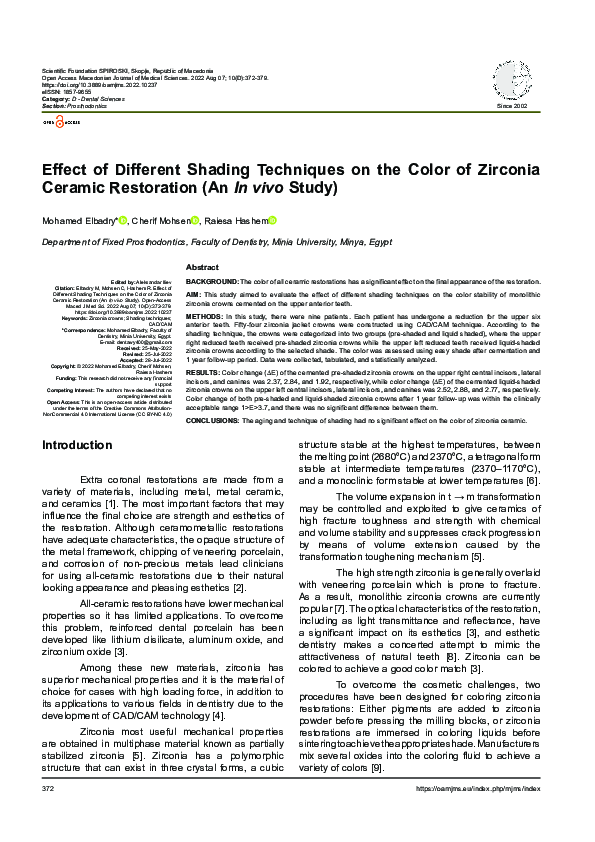 (PDF) Effect of Different Shading Techniques on the Color of Zirconia ...
