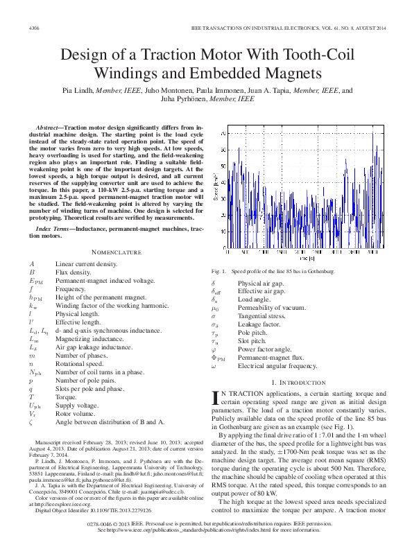 (PDF) Design of a Traction Motor With Tooth-Coil Windings and Embedded ...