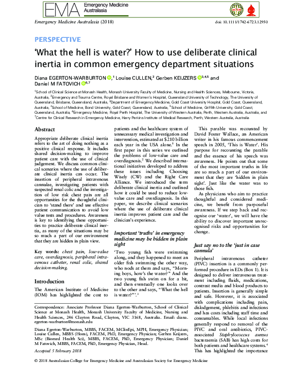 (PDF) ‘What the hell is water?’ How to use deliberate clinical inertia ...