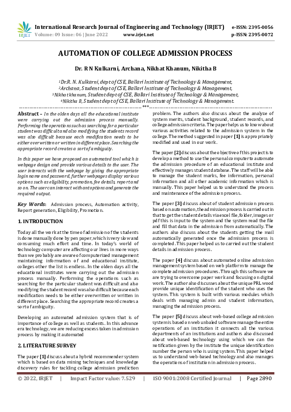 (PDF) AUTOMATION OF COLLEGE ADMISSION PROCESS