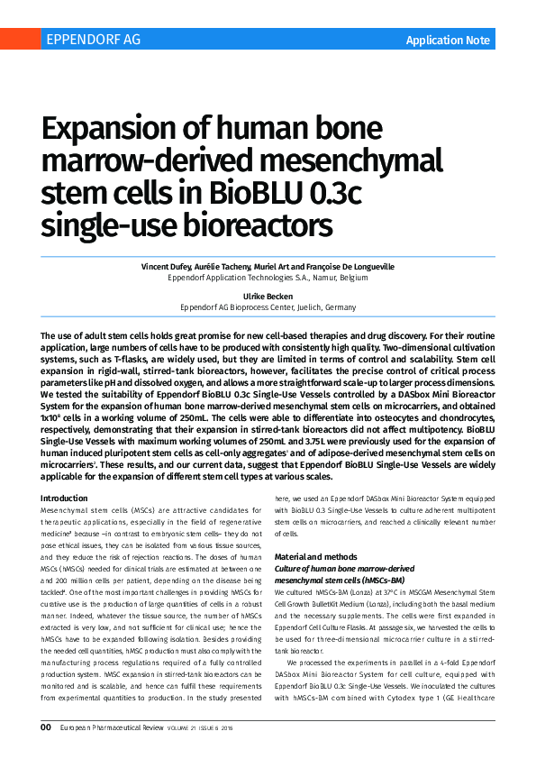 (PDF) Expansion of Human Bone Marrow-Derived Mesenchymal Stem Cells in ...