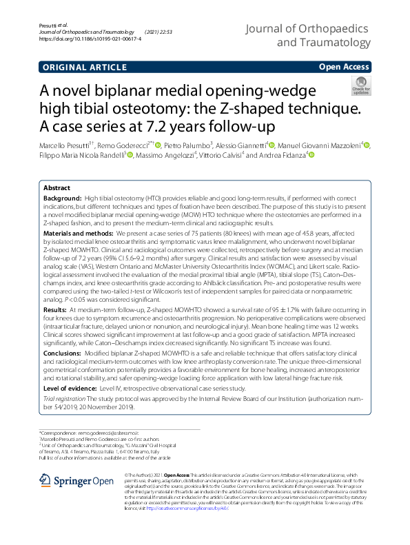 (PDF) A novel biplanar medial opening-wedge high tibial osteotomy: the ...