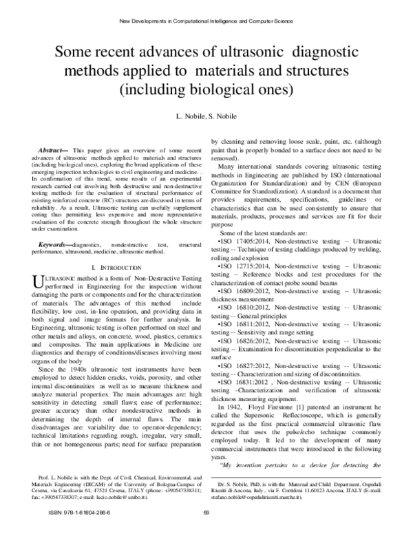 (PDF) Some Recent Advances of Ultrasonic Diagnostic Methods Applied to ...