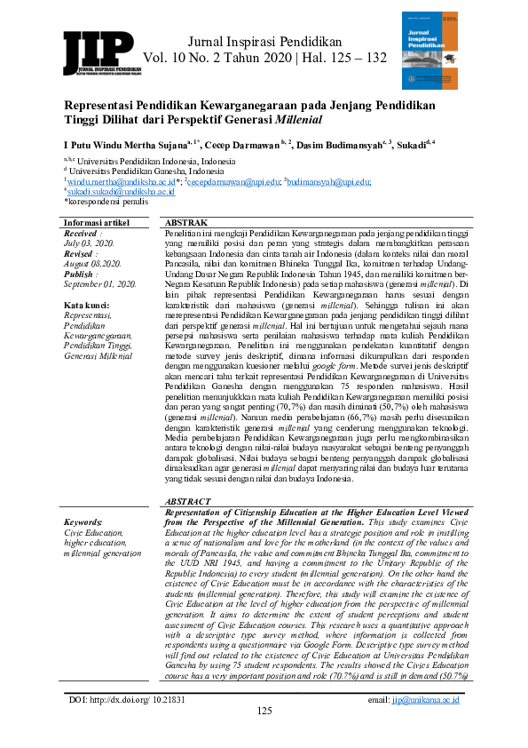 (PDF) Representasi Pendidikan Kewarganegaraan pada Jenjang Pendidikan ...