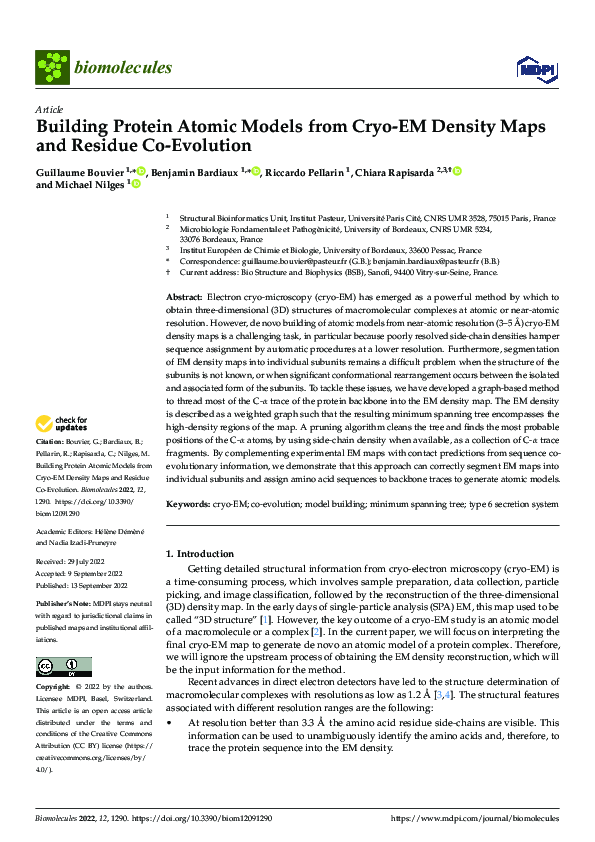 (PDF) Building Protein Atomic Models from Cryo-EM Density Maps and Residue Co-Evolution