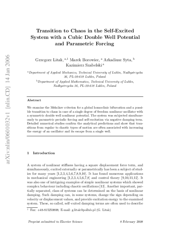 (PDF) Transition to chaos in the self-excited system with a cubic double well potential and ...
