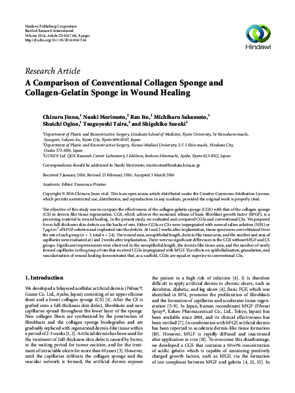 (PDF) A Comparison of Conventional Collagen Sponge and Collagen-Gelatin ...