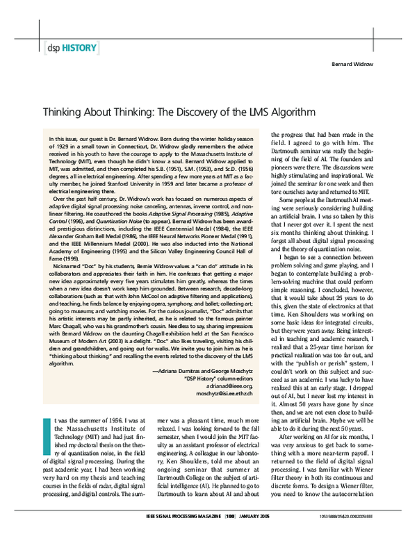(PDF) Thinking about thinking: the discovery of the LMS algorithm
