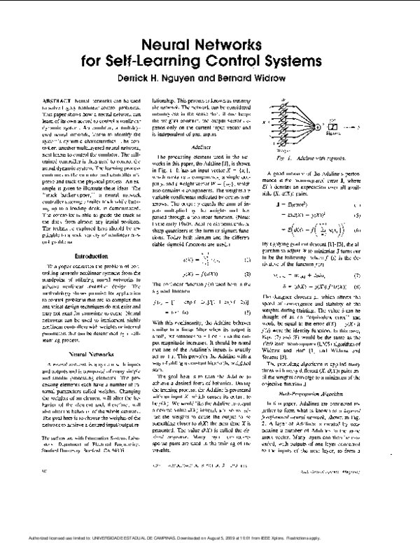 (PDF) Neural networks for self-learning control systems (PDF) Neural networks for self-learning control systems