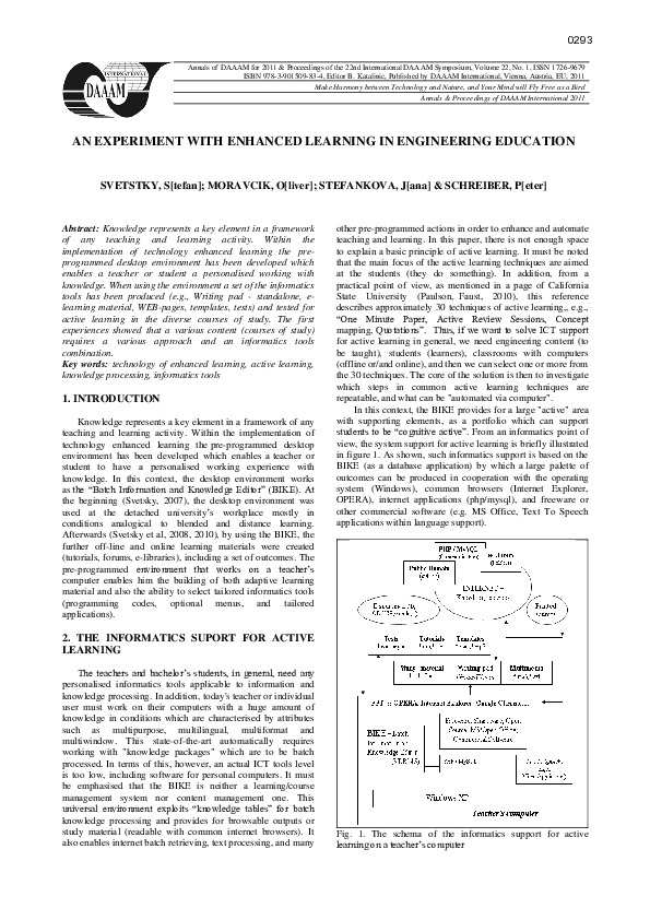 (PDF) An Experiment with Enhanced Learning in Engineering Education