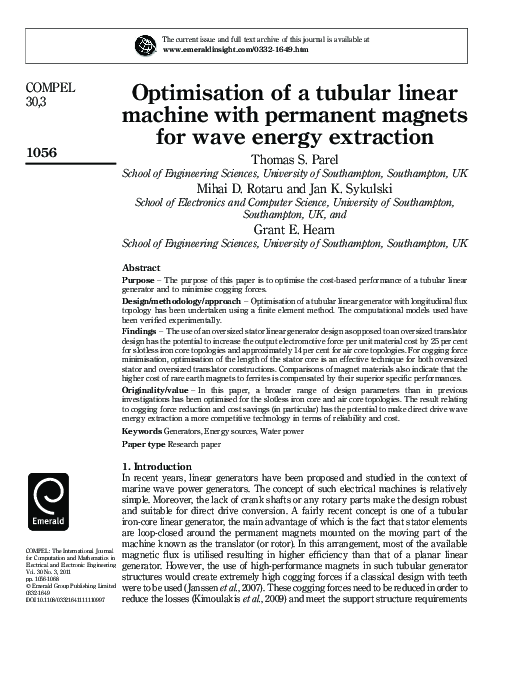 (PDF) Optimisation of a tubular linear machine with permanent magnets ...