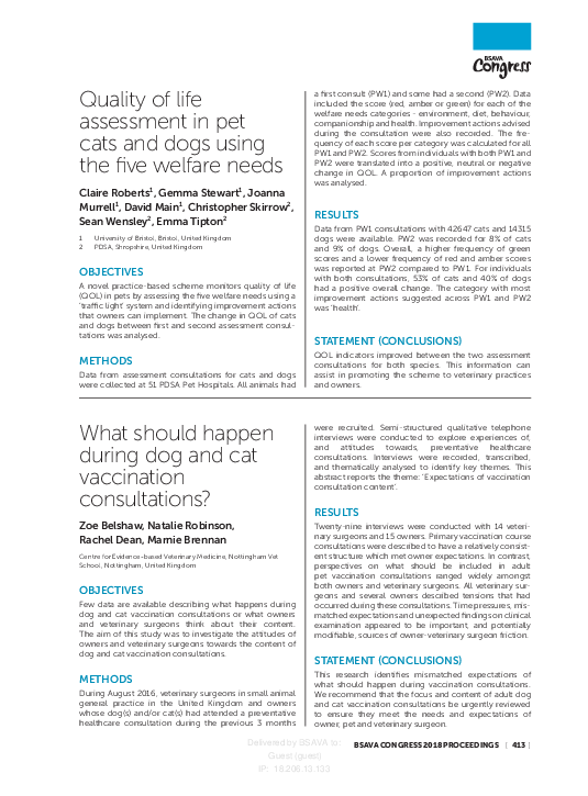 (PDF) Quality of life assessment in pet cats and dogs using the five ...