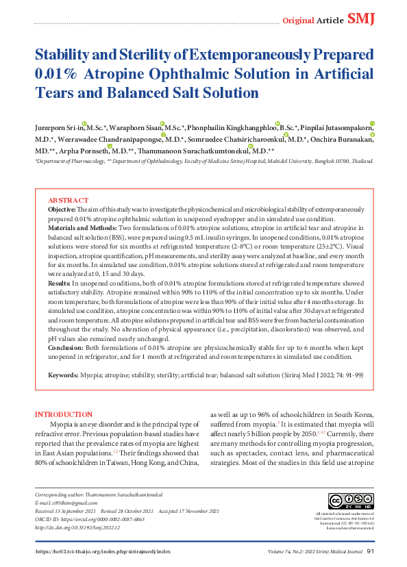 (PDF) Stability and Sterility of Extemporaneously Prepared 0.01% ...