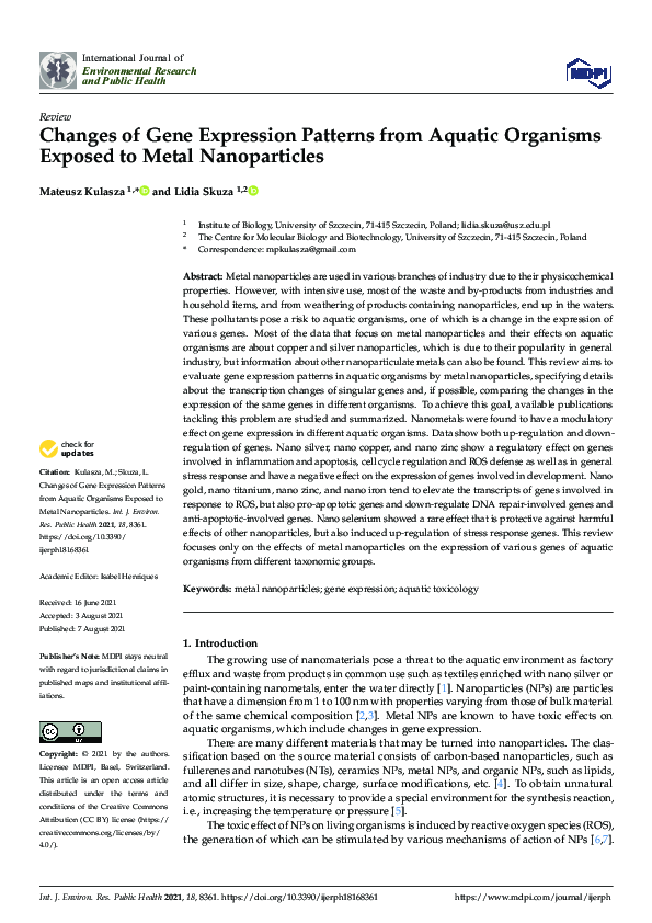 (PDF) Changes of Gene Expression Patterns from Aquatic Organisms ...
