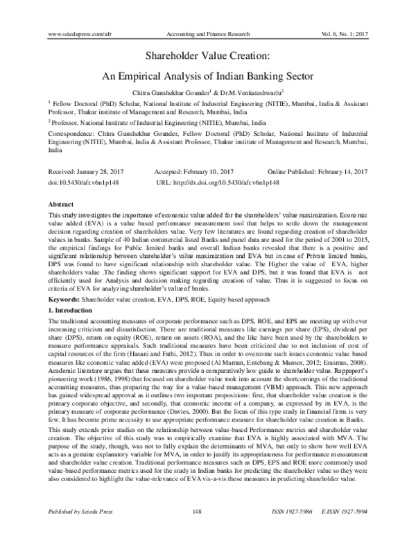(PDF) Shareholder Value Creation: An Empirical Analysis of Indian ...