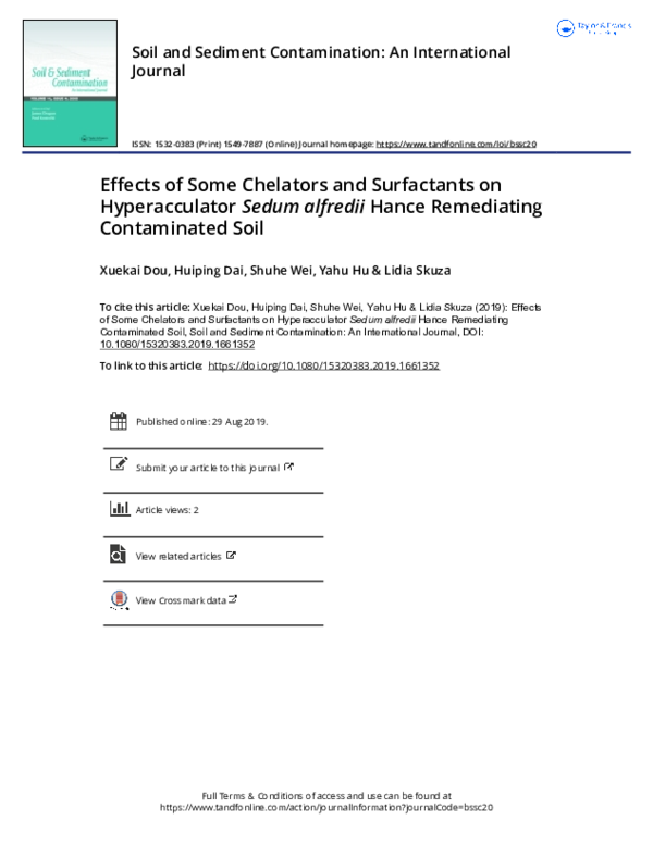 (PDF) Effects of Some Chelators and Surfactants on Hyperaccumulator ...