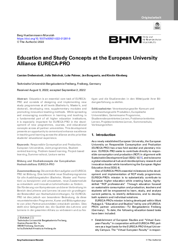 (PDF) Education and Study Concepts at the European University Alliance ...