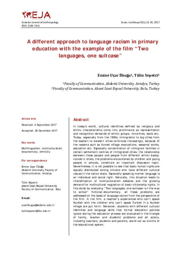 (PDF) A different approach to language racism in primary education with ...