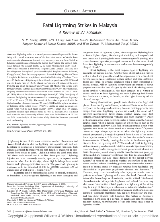 (PDF) Fatal Lightning Strikes in Malaysia