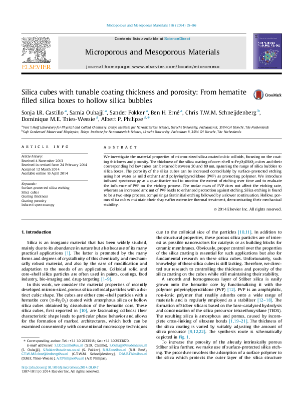 (PDF) Silica cubes with tunable coating thickness and porosity: From ...